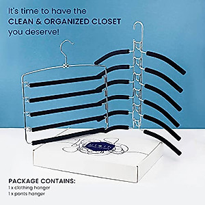 Generic, Space Saving Detachable Hangers, Multi-Layer Clothes & Pants Hangers, 6 in 1 Detachable Clothes Hanger & 5 Layers Swing Arm Pants Hangers, Set 2 Pack - YToTh