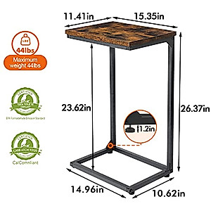 AMHANCIBLE C Tables End Table, TV Trays Set of 2, Couch Table for Small Space, Bedside Tables for Living Room, Bedroom, Office, Metal Frame HET02BBR