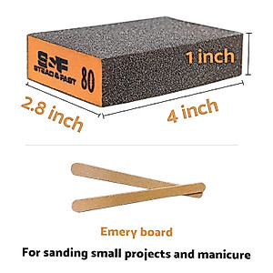 Sanding Sponge, 60 80 120 220 Coarse Medium Fine Grit Sanding Block, Sander Sponges for Drywall Metal, Sandpaper Sponge Sanding Blocks for Wood 4 Pcs by S&F STEAD & FAST
