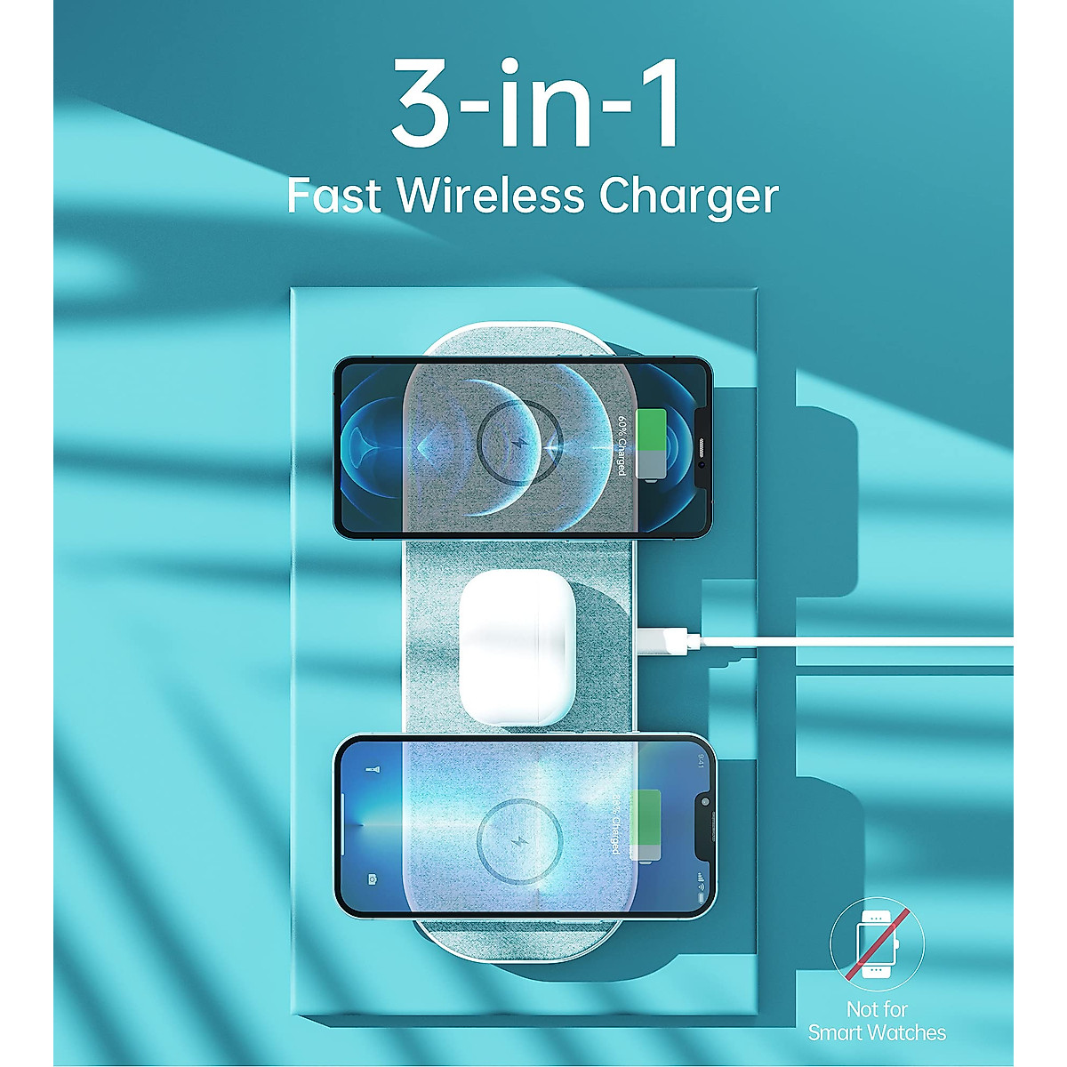 Magnetic Wireless Charger, 30W Fast Wireless Charging Pad Compatible with MagSafe Charger, 3 in 1 Compatible with iPhone 15/14/13/12 Pro Max Plus Mini,Wireless Phone Charger for Galaxy S23/S22/S21/S20