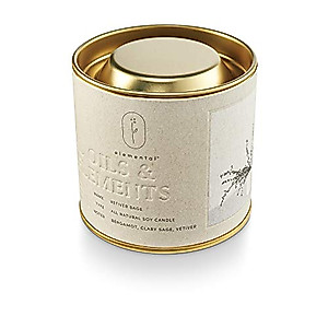 Illume Elemental Collection, Vetiver Sage Natural Tin, 8.5oz Candle, Grey