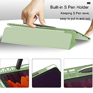 Soke Galaxy Tab S8+/S7 FE/S7 Plus 12.4 inch Case with S Pen Holder, Translucent Soft TPU Back Cover for Samsung Tab S8+ 2022/S7 FE 2021/S7 Plus 2020 [SM-X800/X806/T730/T736B/T970/T975],Green