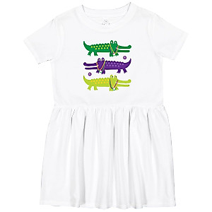 inktastic Mardi Gras Holiday Alligators Toddler Dress 2T White 393f5