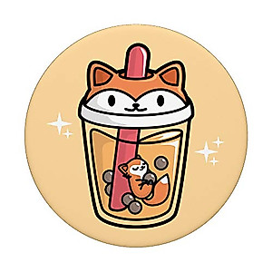 Boba Tea Bubble Tea - Cute Kawaii Fox PopSockets PopGrip: Swappable Grip for Phones & Tablets