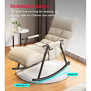 Rocking Chair Lounge Chair Recliner Armchair for Living Room Bedroom,Occasional Chairs Comfy Accent Chair,Modern Rocking Chair with Side Pockets for Adult (Color : Beige)