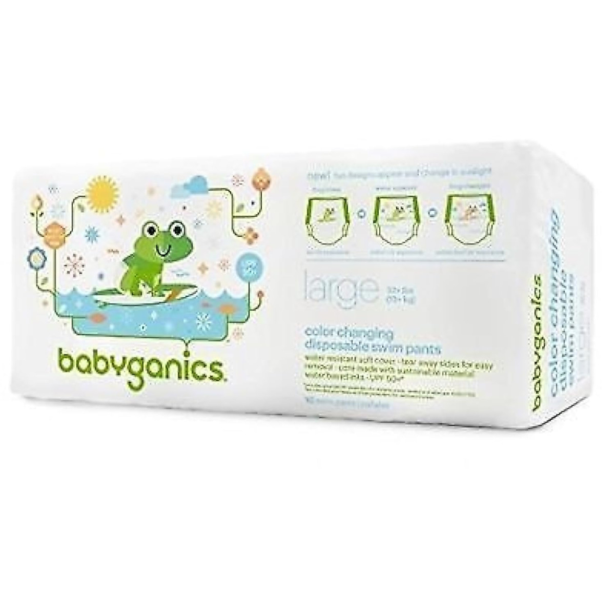 Babyganics Color Changing Disposable Swim Diapers, Large