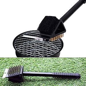 GEZICHTA Barbecue Grill Brush and Scraper –Grill Brush and Scraper Best BBQ Brush for Grill, Stainless Steel Scraper Wire 3 in 1 Bristles Grill Cleaning Brush