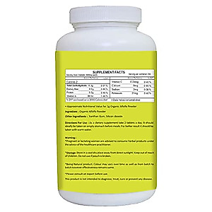 HERBAL HILLS Alfalfa Tablets | 500 Count | Source of Vitamin A | Natural Green Superfoods