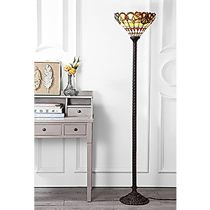 JONATHAN Y JYL8003A Davis Tiffany-Style 70" Torchiere LED Floor Lamp, Tiffany, Traditional, Foot-Step Switch, Office, Living Room, Family Room, Dining Room, Bedroom, Hallway, Foyer, Bronze