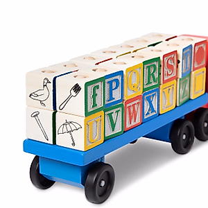 Melissa & Doug Alphabet Blocks Wooden Truck Educational Toy