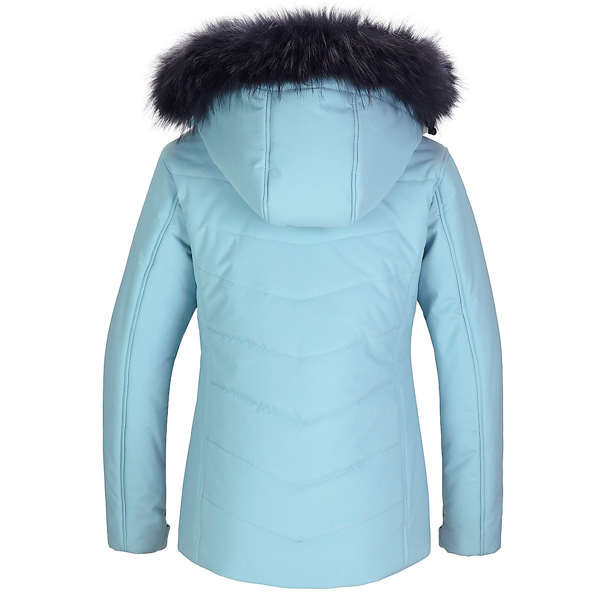 Skieer Women's Ski Jacket Waterproof Windproof Snowboard Coat with Removable Faux Fur Hood(Blue,Small)