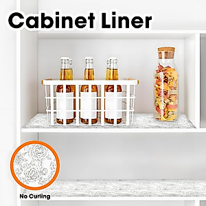 Gopas Drawer and Shelf Liner for Kitchen Cabinets Non-Adhesive, Non-Slip Cabinet Liner Shelf Paper Strong Grip Waterproof Easy to Clean for Kitchen Shelves Cupboard, Flower,12IN X 10FT