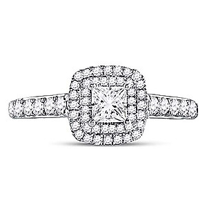 Jewels By Lux 14K White Gold Princess Diamond Solitaire Bridal Wedding Engagement Ring 1 Cttw