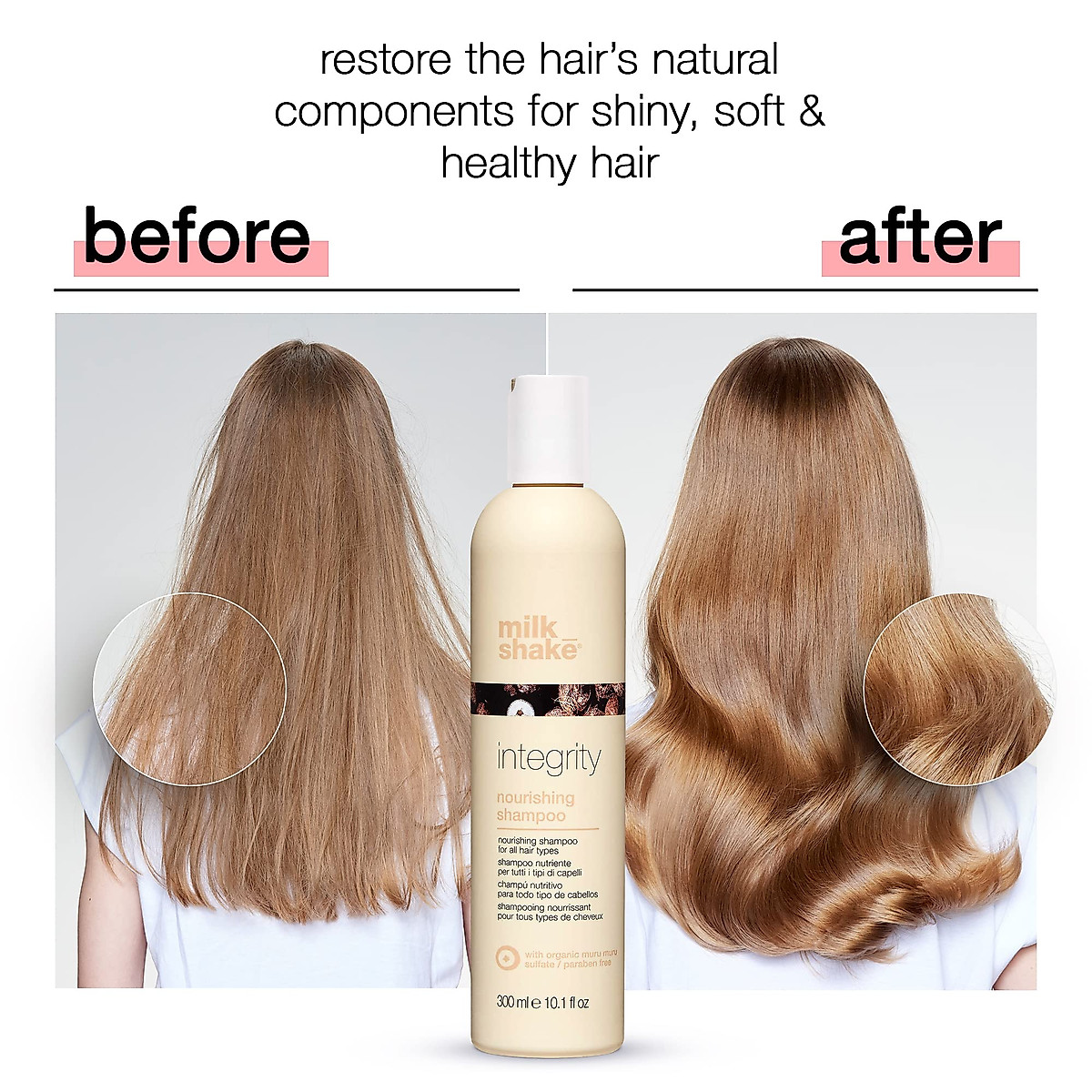 milk_shake Integrity Nourishing Shampoo - Anti Frizz Shampoo With Muru Muru Butter - Paraben And Sulfate Free, 1.7 Fl Oz
