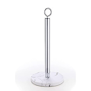SunnyPoint Heavy Weighted Sturdy Paper Towel Holder Stand Dispenser with Faux Marble Base Fits Standard and Jumbo Sized Paper Towel