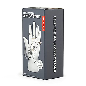 Kikkerland Palm Reader Jewelry Display Mannequin Holder Organizer Storage Stand, White, for Rings, Bracelets, Decoration