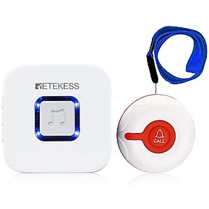 Retekess TH003 Wireless Caregiver Pager System,Nurse Alert System, Emergency Call Bell ,492ft,1 Plug-in Receiver,1 SOS Help Pendant Call Button for Home,Elderly,Patient,Disabled