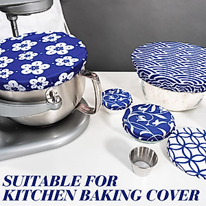 Patelai 10 Pieces Bowl Covers Reusable in 5 Size Stretch Cloth Fabric Bowl Covers Elastic Food Storage Covers Cotton Bread Bowl Covers Reusable Lids for Food, Fruits, Leftover (Stylish Style)