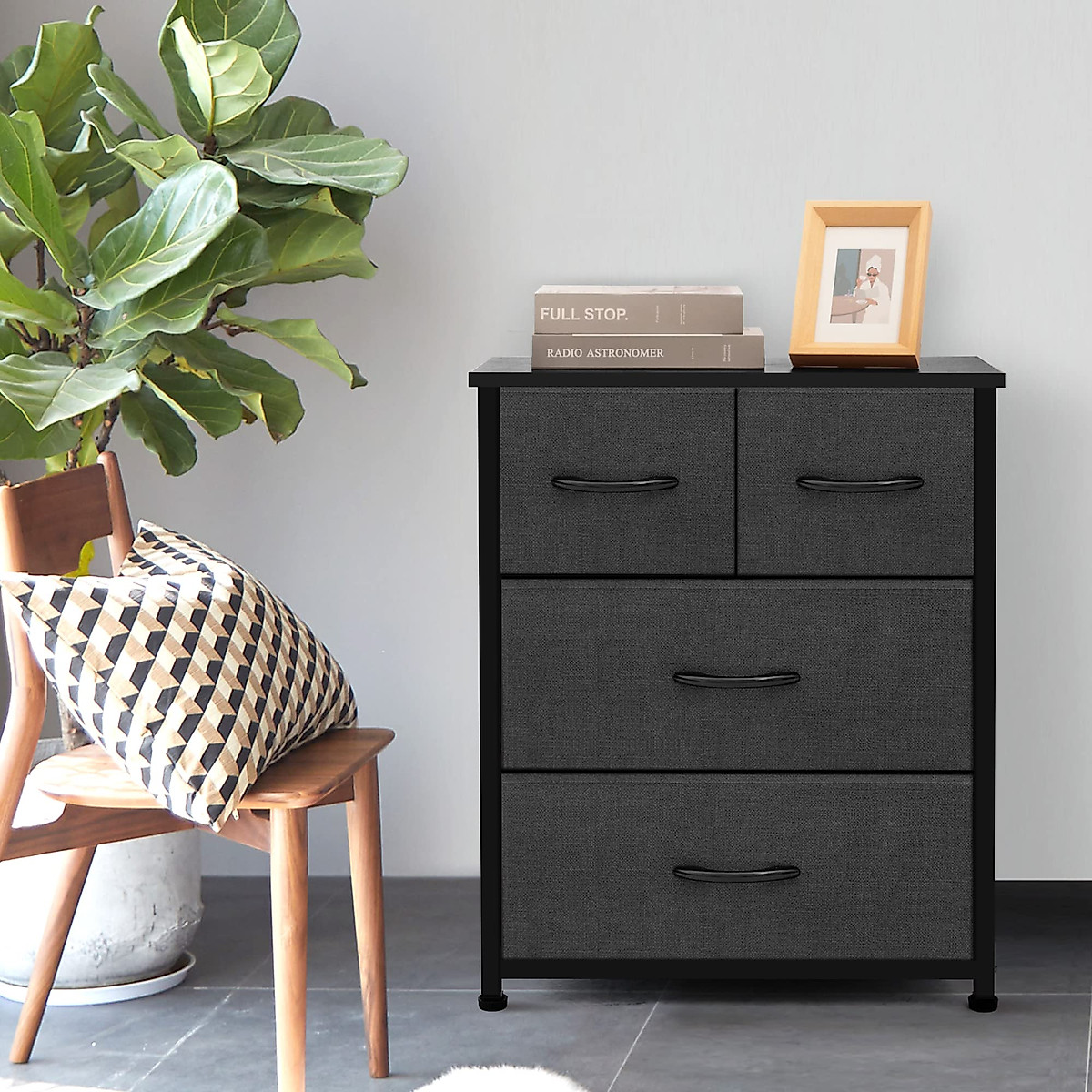 AZL1 Life Concept Dresser Storage Furniture Organizer-Large Standing Chest for Bedroom, Office, Entryway, Living Room and Closet-4 Removable Fabric Drawers, Dark Grey