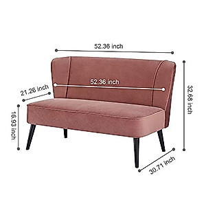 GIA Furniture Home Series Mid-Century Modern Armless Fabric Loveseat with Sleek Back, Love Seat, Pink