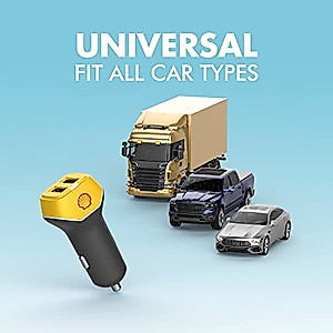 Shell Mini Car Charger 24W Fast Charge Dual Port USB Adapter with LED Indicator, Fast Charging for iPhone Pro/Max/Mini, iPad Air/Mini, Android & USB Gadgets