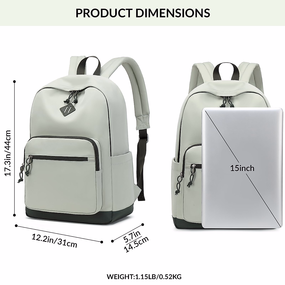 Lohol Classic Backpack for Girls Boys Teens, Lightweight Daypacks for School and Travel (Green)