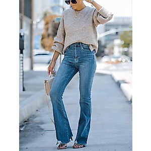 KUNMI Women's Flare Bell Bottom Jeans High Waisted Wide Leg Bootcut Jeans Stretchy Denim Pants