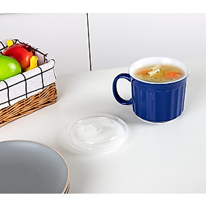 Mind Reader Soup Mug with Vented Lid, Microwave Dishwasher Safe, Soup Bowls, Large, Ceramic, 6.3" L x 5.04" W x 4.13" H, Black