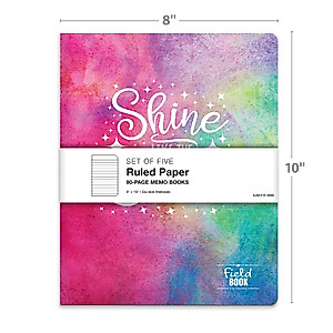Elan Publishing Company Field Notebook/Journal - 8"x10" - Watercolor Inspiration Covers - Lined - Pack of 5