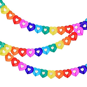 SOARSWAN Party Supplies Favors Banners Garland for Kids Party, Colorful Rainbow Tissue Paper Decorations Heart Shape