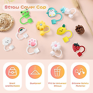 10pcs Straw Cover Cap for Stanley Cup 30&40 Oz, Tumbler Shape Straw Lids Silicone Straw Topper Straw Tips Cover Reusable Straw Plugs Soft Cute Straw Dispenser Tips for 8-10 mm Stanley Cups Straws
