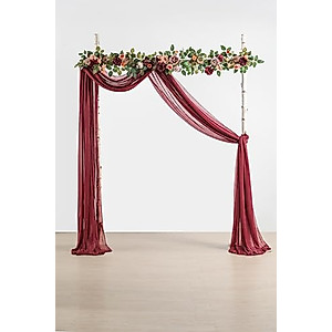 RUIDKUN 2 Panels 29x240 Inch Transparent Background Wedding Arch Curtain Background Fabric for Wedding Ceremony Birthday Party Decoration (2, Burgundy)