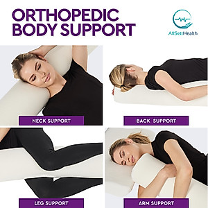 AllSett Health XXL Memory Foam Round Cervical Roll Cylinder Bolster Body Pillow with Removable Washable Cover | Ergonomically Designed Back, Neck and Spine Relief, 47” in Long x 7.5” Wide