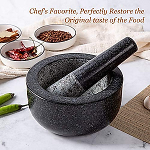 6.3 Inch 3 Cup Mortar and Pestle, Large Heavy Mortar and Pestle Set, Guacamole Mortar and Pestle, Molcajete Large Black Mortar and Pestle and Mortar Guacamole Mortar and Pestle Granite