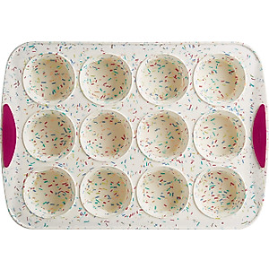 Trudeau - 5118553 Trudeau Structured Silicone Muffin Pan, 12 Cup, Confetti/Fuschia