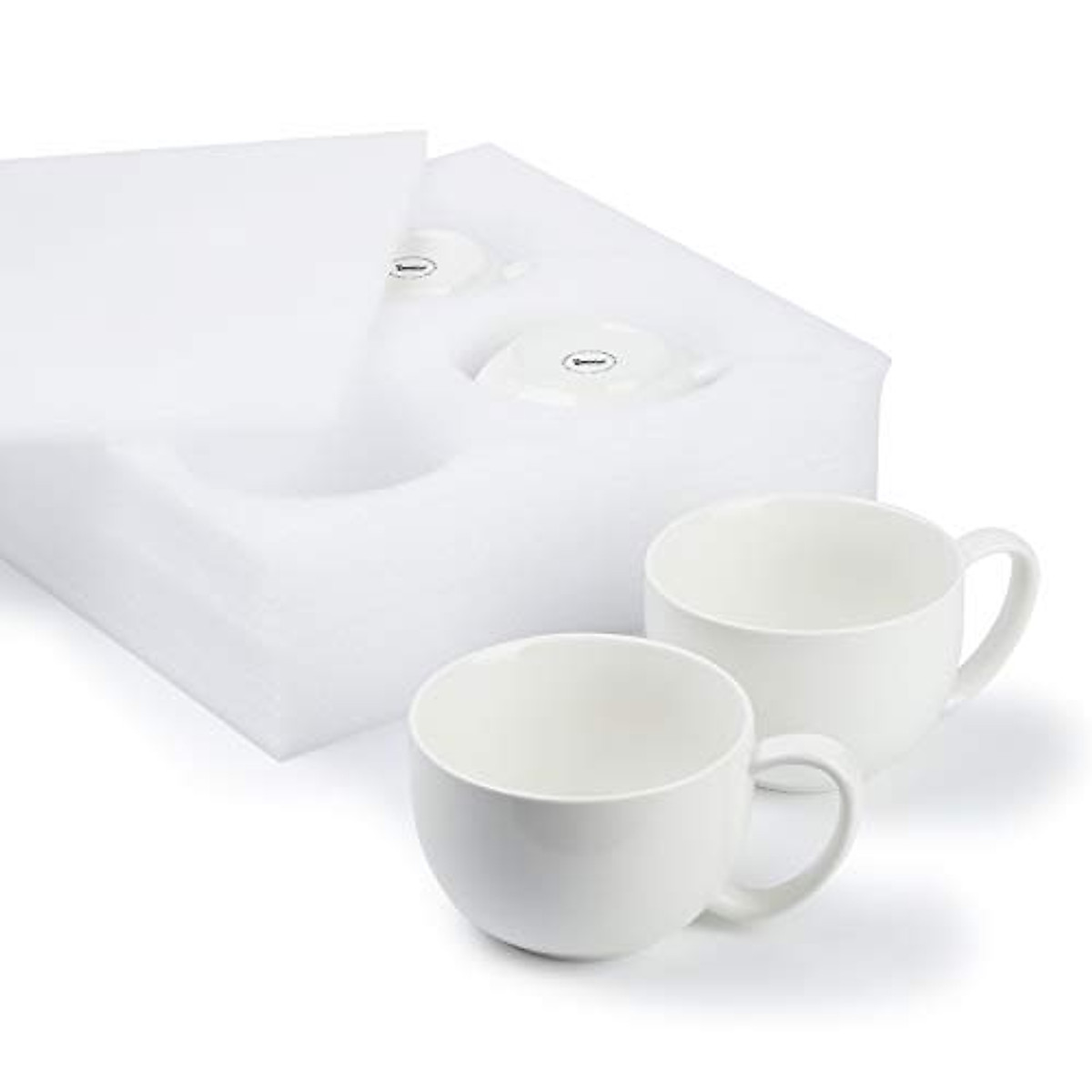 Sweese Porcelain 22oz Large Coffee Mugs Set of 4 - Soup Mug with Handles - Perfect for Hot Chocolate - Microwave Safe - White