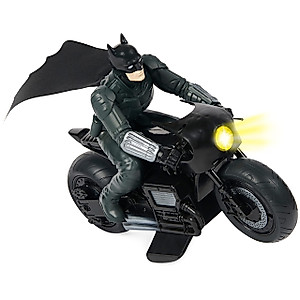 DC Comics, The Batman Batcycle RC with Batman Rider Action Figure, Official Batman Movie Styling, Kids Toys for Boys and Girls Ages 4 and Up