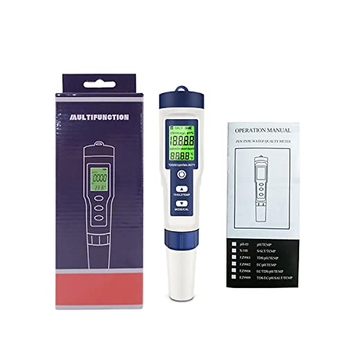 5 in 1 pH Tester for Water, Digital PH Tester Pen 0.01 High Accuracy Water Testing Kits with ATC/EC/TDS/Temp for Hydroponic, Water Quality Monitor, Pool, Aquarium