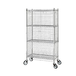 Krollen Industrial NSF Mobile Wire Chrome Security Cage Kit - 18" x 36" x 69" with 4 Shelves