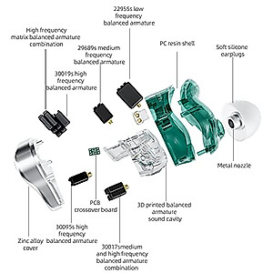 Linsoul KZ AST 24 Units Balanced Armature Combination in-Ear Earphones IEM with Detachable 2pin 0.75 Cable for Musicians Audiophile (Without mic, Black)