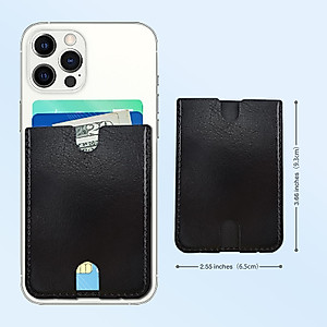 Wansurs 3 Pack Phone Card Holder for Back of Phone, Leather Phone Wallet Stick On, Credit Card Holder for Phone Case Compatible with iPhone, Samsung, Android and All Cell Phone (Black)