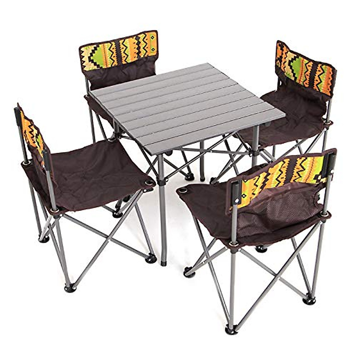 Outdoor Table and Chair Set 5-Piece Outdoor Camping Table and Chair Set, Outdoor Picnic Table and Chair, Folding Table and Chair Set
