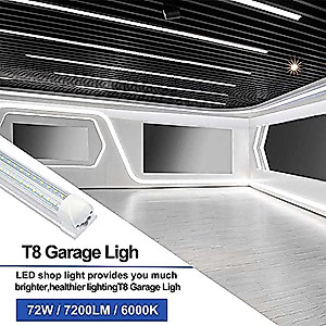 SZSKYING ( 25-Pack 8FT LED Shop Lights fixtrue,72W 7200LM 6500K,T8 LED Tube,Hight Output,Dual Row,Clear Cover,Integrated,Linkable,V Shape 8 LED Daylight White,Ceiling and Utility Shop Light Bulb.