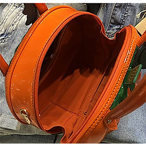 QZUnique Pumpkin Shoulder Bag 3D Glossy PU Purses Halloween Novelty Crossbody Bag holiday Party Gift Candy Bag