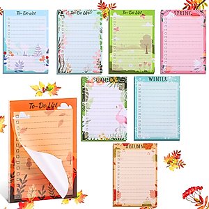 8 Pack 400 Sheets To Do List Notepad Floral Notepad Spring to Do List Planner Summer Daily to Do List Notepads Seasonal Daily Checklist Notepads Memo Pad Grocery List(Spring, Summer, Fall, Winter)