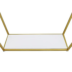 2 Tier Gold Clothes Storage Stand Rack Clothes Display Rack Heavy Duty Metal Closet Organizer Large Capacity Garment Rack with Hanging Rods for Wedding Bedroom Store Clothing Organizer(180 cm)