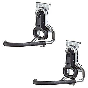 Rubbermaid Heavy Duty Universal Vertical FastTrack Hanging Wall Mount Bike Hook Garage Storage Organizer (2 Pack)