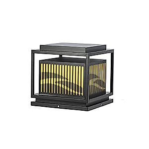 JSBDPHW Simple Style Metal Square Column Light LED Light Source Outdoor Waterproof Pillar Lamp Villa Courtyard Post Light Lawn Light Landscape Light