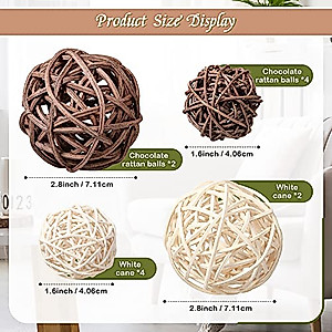 18 Pcs Green Moss Decorative Balls Wicker Rattan Cord Balls Set, Vase Bowl Filler Balls Hanging Balls for Christmas Centerpieces Home Tree Garden Wedding Party Coffee Table