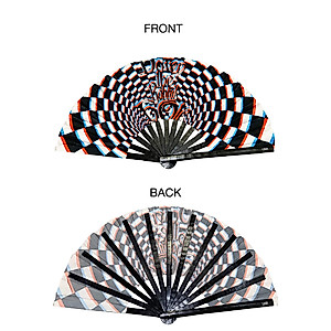LASR Psychedelic Rabbit Festival Hand Fan, Multi, Rave Gear, Exclusive